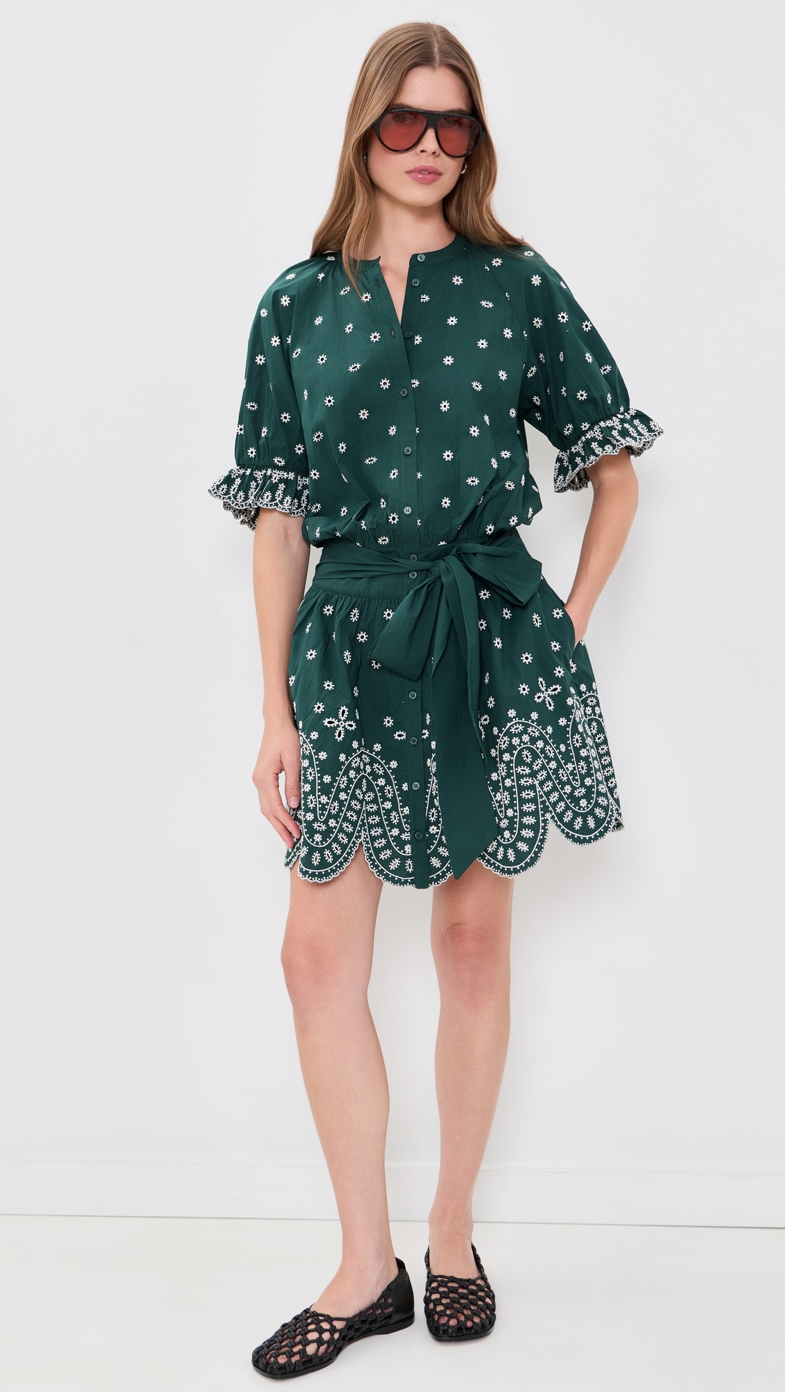 ESSENTIEL ANTWERP Essentiel Antwerp Kaylani Scallop Dress with Eyelet Embroidery